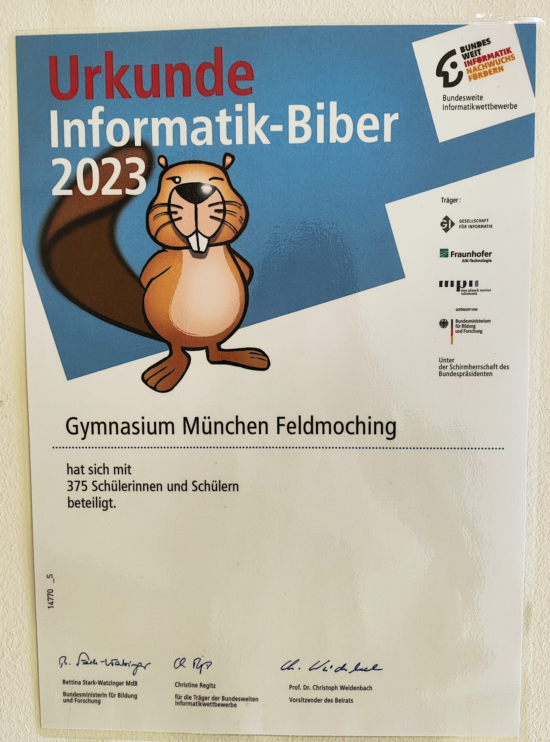 Informatik-Biber-Wettbewerb 2023 - Gymnasium München Feldmoching